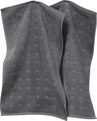 Möve Gästetuch Quadretti 2er-Pack Walk-Frottier Graphit Größe 30x50 cm