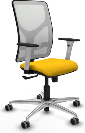 Piqueras y Crespo B&uuml;rostuhl mit hoher R&uuml;ckenlehne, mit wei&szlig;en und schwarzen Armlehnen, h&ouml;henverstellbare Lendenwirbelst&uuml;tze, mit 3 Positionen, Wei&szlig; / Gelb