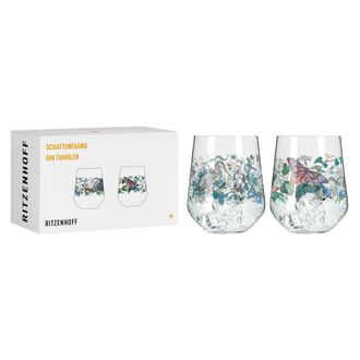Ritzenhoff 3701004 Gin-Glas 700 ml - 2er-Set - Serie Schattenfauna, Vogel & Schmetterling-Motiv- Made in Germany