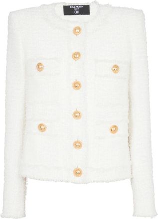 Balmain Veste en tweed - Femme - Vestes - Blanc - Taille: 46 FR