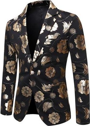 Generico Veste de costume avec motifs color&eacute;s et paillettes Slim Fit Veste de smoking avec broderie avec imprim&eacute; floral pour d&icirc;ner, mariage, f&ecirc;te et bal de fin