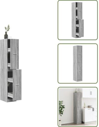 vidaXL Schubladen - vidaXL Apothekerschrank Grau Sonoma 30x41x174,5 cm Holzwerkstoff - Stauraum