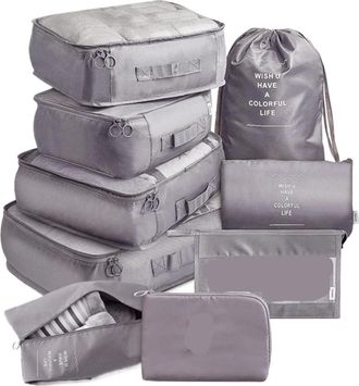Generic 9 Teile/Satz Reise Veranstalter Lagerung Taschen Koffer Verpackung Set F&auml;llen Tragbare Gep&auml;ck Kleidung Schuh Ordentlich Beutel(Gray 9-Piece Set)