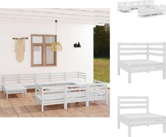 vidaXL Gartenm&ouml;bel-Sets - Living 11-tlg. Garten-Lounge-Set Wei&szlig; Massivholz Kiefer