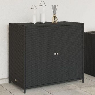 vidaXL Vidaxl - Armoire de jardin en r&eacute;sine tress&eacute;e noire 83x45x76 cm - Capacit&eacute; de charge 15 kg par &eacute;tag&egrave;re - Fixation murale incluse