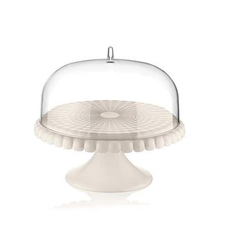 Guzzini Tiffany, Pr&eacute;sentoir &agrave; G&acirc;teaux avec Petite Cloche, Moule &agrave; G&acirc;teau avec Couvercle - Blanc Lait, &Oslash; 30 xh 27 cm - 199401156