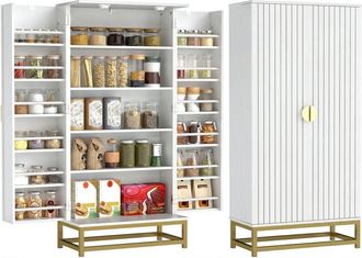 HOMCOM Armoire de cuisine - HOMCOM - 12 &eacute;tag&egrave;res &agrave; portes, &eacute;tag&egrave;res ajustables - panneau de particules - 58x29x119,5cm - blanc