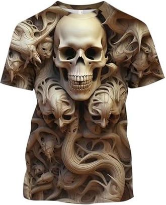 Generic T Shirt Hommes Ext&eacute;rieur Rue 3D Col Rond Manches Courtes T-Shirt &agrave; Manches Courtes Tendance Cool T-shirt &agrave; Manches Courtes, marron, 3XL