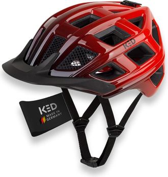 KED Cycling Crom Fahrradhelm F&uuml;r Mountainbike, Trekking Und Alltag Mit LED R&uuml;cklicht, FIDLOCK Verschluss, Insektenschutznetz Farbe: Red Black Glossy | Gr&ouml;&szlig;e: 60-6