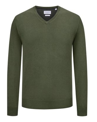 Tom Rusborg Pullover mit V-Ausschnitt aus einem Baumwolle-Seide-Mix in