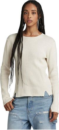 G-Star G-Star RAW Damen Ribbed Pullover, Beige (Antique White D24486-D563-G286), XS