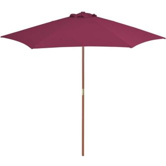 vidaXL Vidaxl - Parasol avec m&acirc;t en bois 270 cm Bordeaux