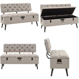 vidaXL Sitzbank mit Stauraum und R&uuml;ckenlehne 110cm Creme Stoff - Vintage M&ouml;bel - Aufbewahrungsbank - Wohnzimmer Dekoration - Esszimmer M&ouml;bel - G&auml;stebett