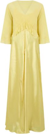 Alberta Ferretti Femme, Robes, Jaune, Taille: 40 FR Longue Robe Satin&eacute;e avec Cape