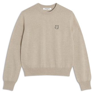 Maison Kitsun&eacute; Merino Wolle Pullover mit langen &Auml;rmeln - - Knitwear - Damen - Beige - M