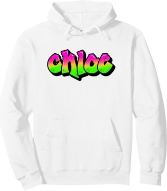BDAZ Chloe Graffiti Personalisierter Name Gr&uuml;n Rosa Frauen M&auml;dchen Pullover Hoodie