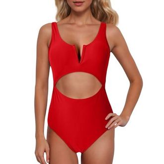 Generic Maillot de bain femme sport couleur unie monokini vacances dos nu contr&ocirc;le du ventre imprim&eacute; maillots de bain basiques &eacute;t&eacute; femmes v&ecirc;tements de plage, 