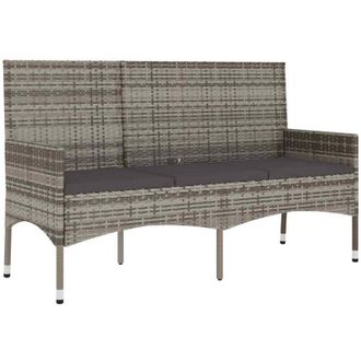 vidaXL Banc de jardin &agrave; 3 places avec coussins Gris R&eacute;sine tress&eacute;e Vidaxl