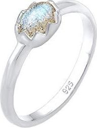 Elli Bague pour femme au look vintage basique avec pierre précieuse labradorite en argent sterling 925, 52, Argent sterling, Labradorite
