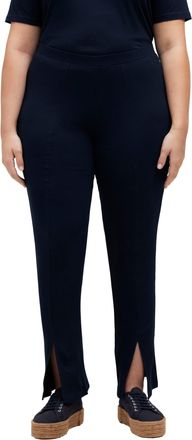Ulla Popken Damen, gro&szlig;e Gr&ouml;&szlig;en, Kick Flared Legging in Rib Jersey with Slits
