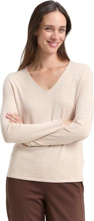 Tom Tailor Damen Basic Strickpullover mit V-Ausschnitt, 20737 - Desert Sand Melange, XXXL