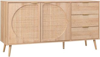 Sweeek Anrichte mit Holzdekor und abgerundetem Rohrgeflecht 150 cm - Sweeek