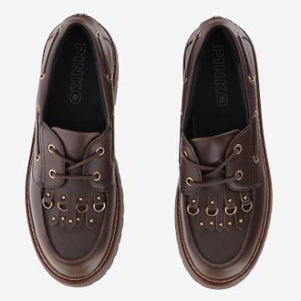 Pinko Womens Leather Loafers Margharet 01 Brown Upper: Bovine
