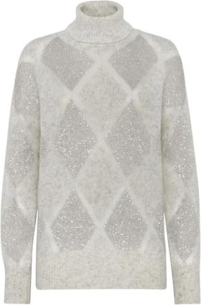 Brunello Cucinelli Pullover mit Rollkragen und Pailletten - - Knitwear - Damen - Grau - M