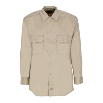 Dickies Khaki Arbeits Hemd mit Langen &Auml;rmeln - - Shirts - Herren - Beige - XL