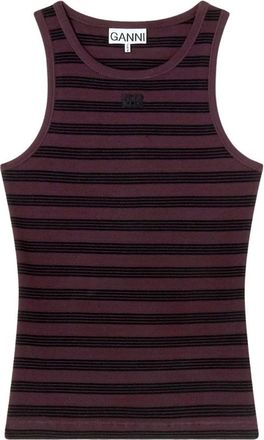 Ganni Femme, Tops, Violet, Taille: 42 FR Stripe Rib Tank Top
