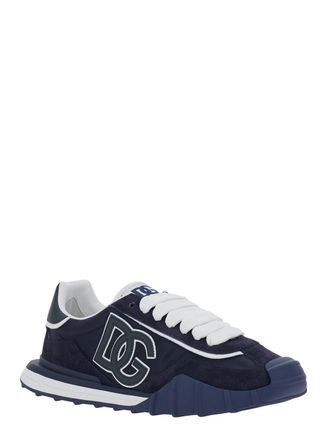 Dolce & Gabbana Mens Sneakers Atletic Blue Suede And Tech Fabric Trainers