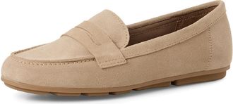Tamaris Damen Loafer flach Leder, beige, 40 EU