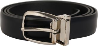 Dolce & Gabbana Calf Leather with Silver-Tone Buckle Belt - Blue
