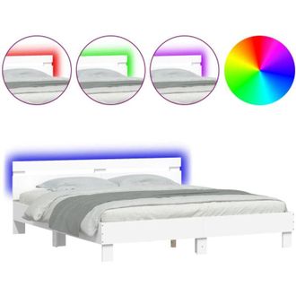 vidaXL Bettgestell mit Kopfteil und LED-Beleuchtung Wei&szlig; 160x200 cm Vidaxl