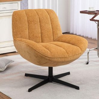 M&S Collection M&s - Fauteuil pivotant 73x75x79 cm en tissu moutarde - veltis