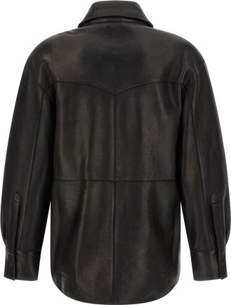 P.A.R.O.S.H. Lambskin Leather Shirt - Black