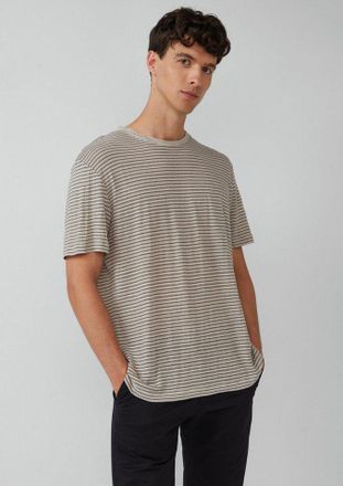 s.Oliver Kurzarmshirt T-Shirt Gestreiftes Flammgarn-Shirt aus Leinen