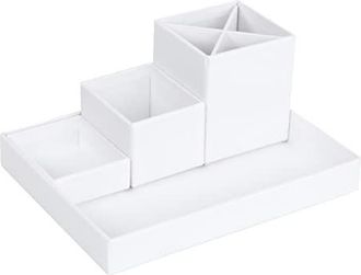 Bigso Box of Sweden BIGSO LENA Schreibtisch Organizer für Stifte, Büroklammern, Haftnotizen usw. - Sortierkasten mit 4 Fächern - Ordnungssystem aus Faserplatte und Papier