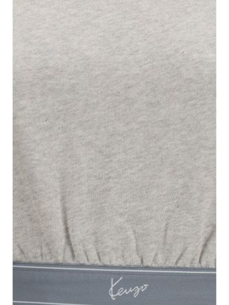 Kenzo Womens Sweatshirt Cropped Pale Grey Cotton Sweatshirts Sweater