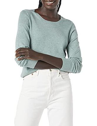 Amazon Essentials Pull Col Rond Léger À Manches Longues (Grandes Tailles Disponibles) Femme, Vert Sauge Chiné, XXL