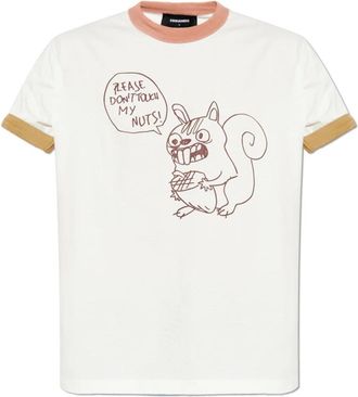 Dsquared2 Homme, Tops, Blanc, Taille: S T-shirt avec impression