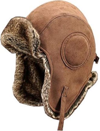 Insun Unisex Chapka Chaud Chapeau de Trappeur en Fausse Fourrure Ushanka Chapeau de Chasse Russe Marron Suède M