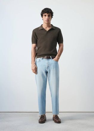 Mango Polo 100 % coton maille structure chocolat - Homme - XXL - MANGO MAN