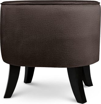 MG Design Ovaler Samt-Hocker 42 x 52 cm in Braun mit Holzbeinen - Gepolsterter Fu&szlig;hocker f&uuml;r Wohnzimmer oder Schlafzimmer