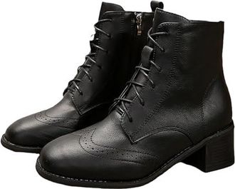 Generic Bottines courtes pour femme - Doublées élégantes - Talon fin - Bottines vintage à bout rond - Bottes Chelsea confortables - Bottes déquitation tendanc