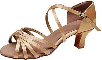 Generic Chaussures de danse pour femme - Paillettes - Chaussures en cuir pour femme - Talon bas - Boucle de ceinture - Sandales plates - Chaussures de loisirs