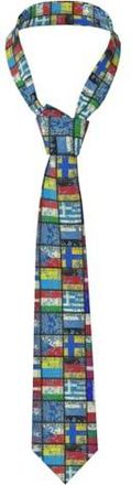 Generic Cravate Pour Hommes Patchwork De Drapeaux Europ&eacute;ens Vintage Formelle Tie Confortable Cravate Pour Homme Pour Remise De Dipl&ocirc;me L&Eacute;cole Mariage