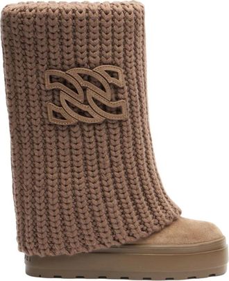 Casadei Femme, Chaussures, Brun, Taille: 35 EU Botte Haute à Double Face