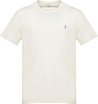 Ralph Lauren Homme, Tops, Beige, Taille: XL T-shirt ras du cou avec broderie poney