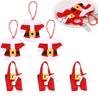 Generico Weihnachtshalter: Dekorative Tasche aus Stoff, eleganter Aufbewahrungsbeh&auml;lter f&uuml;r Messer, Gabeln, L&ouml;ffel, Weihnachtsdekoration F